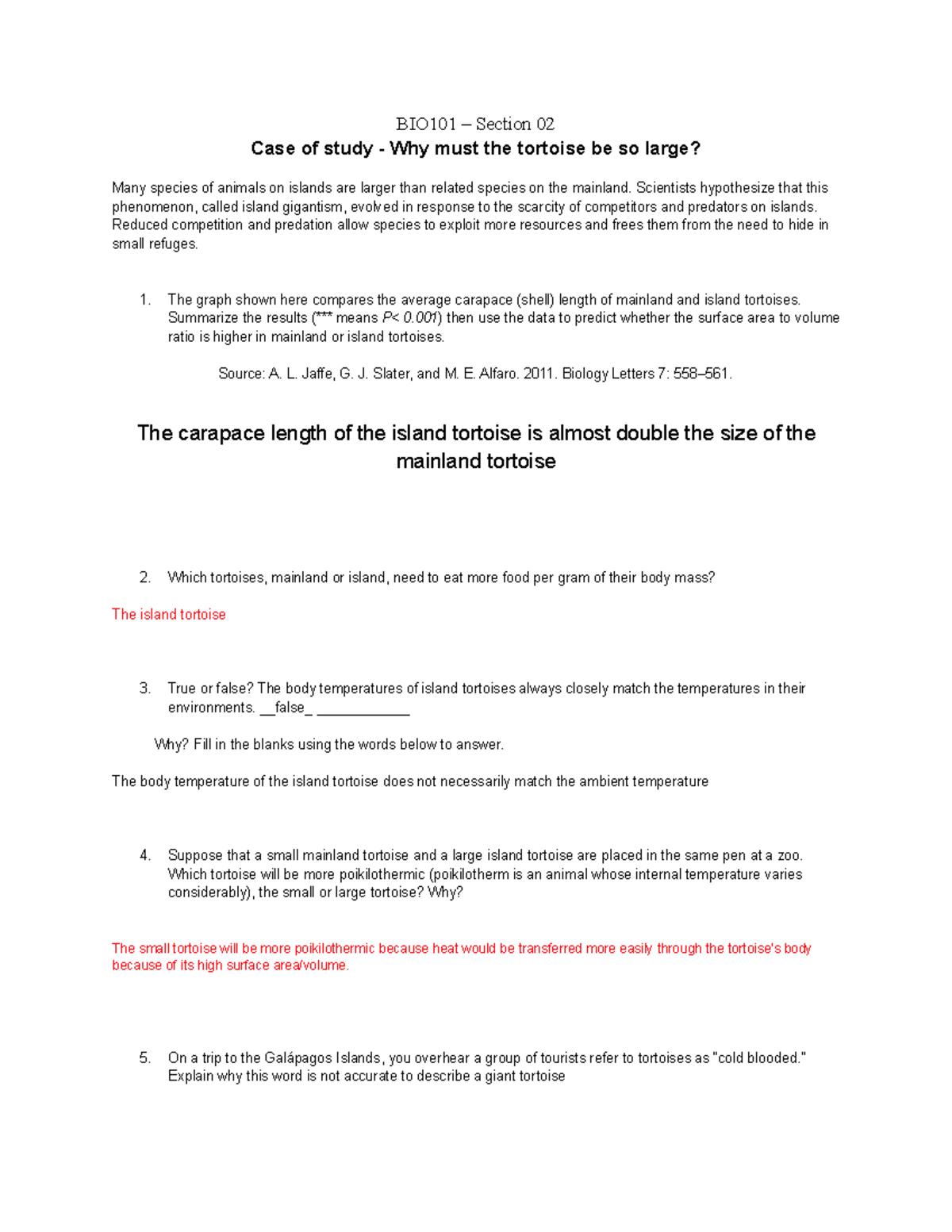 BIO101 – Section 02-2 - case study of tortoises - BIO101 – Section 02 ...