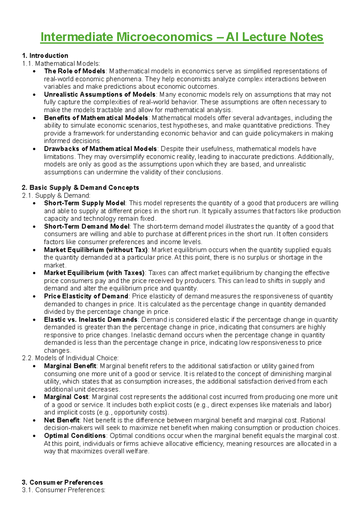 Im Lecture Notes Intermediate Microeconomics Ai Lecture Notes