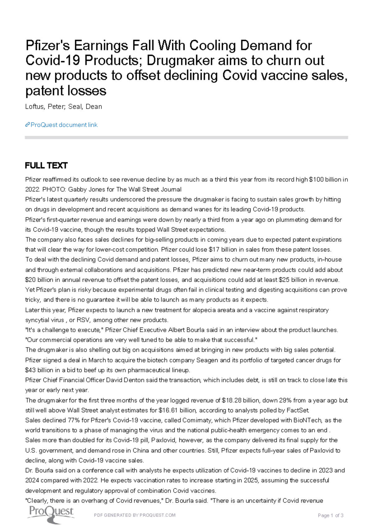 Pfizer May 2023 - Pfizer's Earnings Fall With Cooling Demand for Covid ...