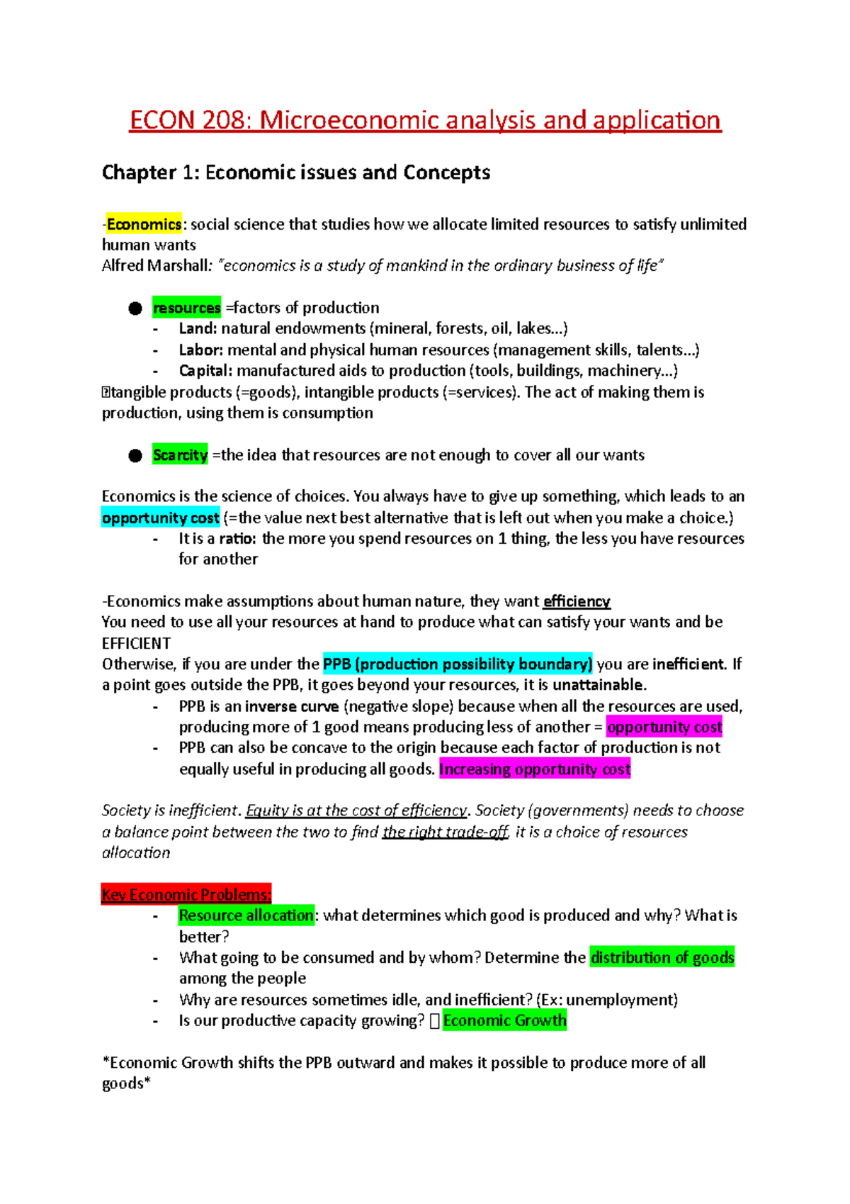 ECON 208 - The summary of the book for ECON 208, with additional information from the lectures ...