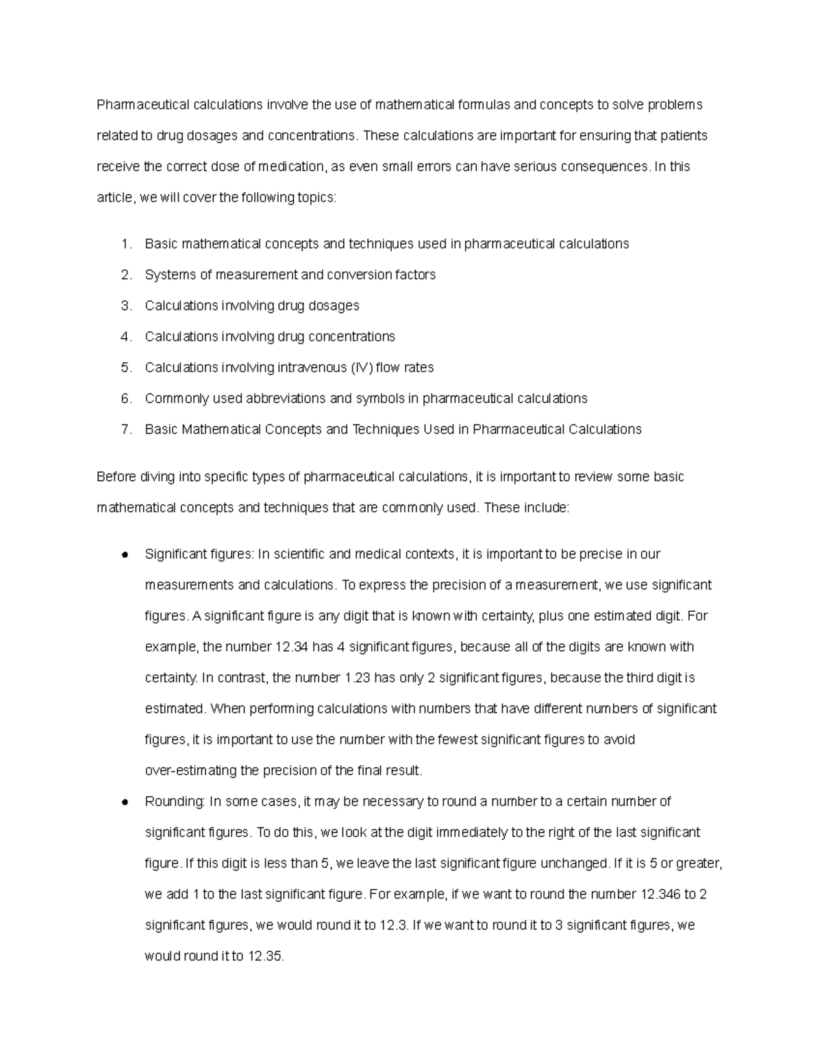 Pharmaceutical Calculus - Pharmaceutical calculations involve the use ...