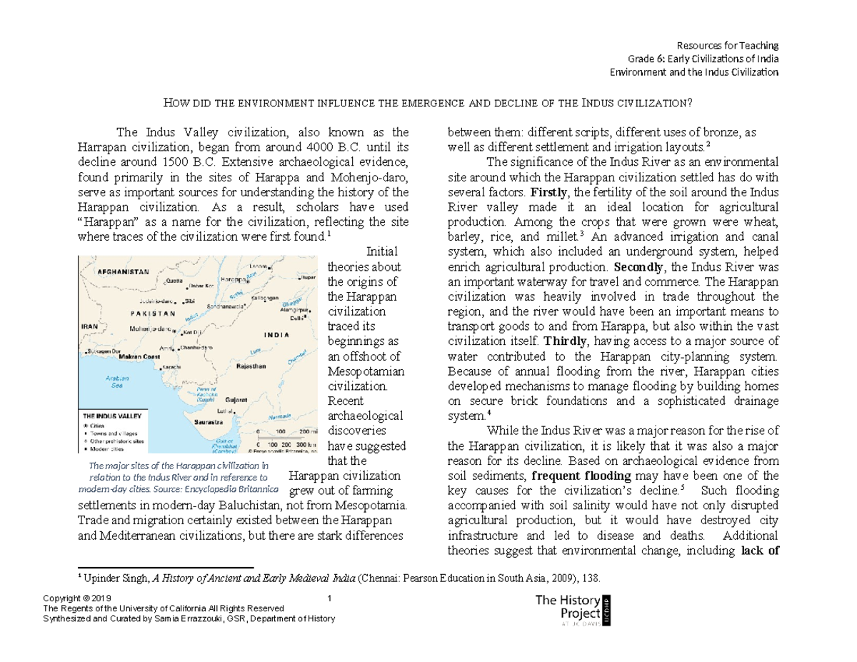 The Harappan Civilization readings - Grade 6: Early Civilizations of ...