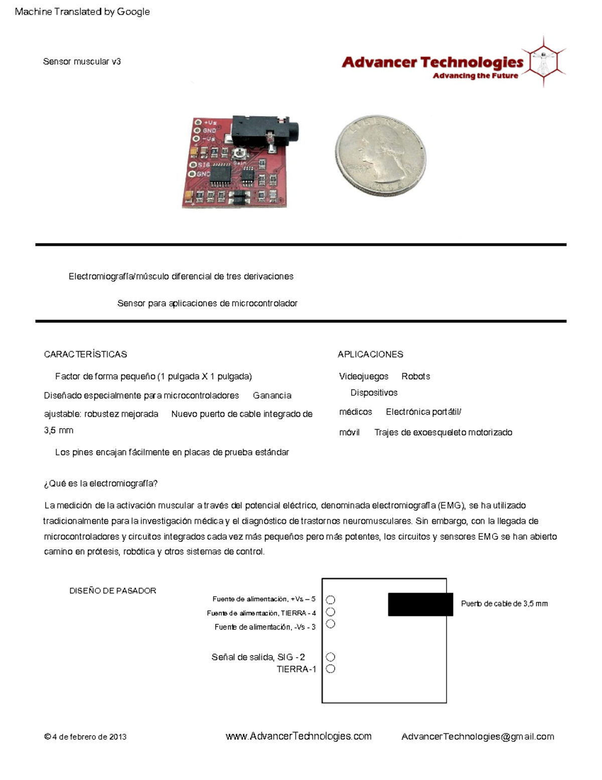 Manual de ECG (2) - Datasheet - Sensor muscular v Fuente de ...