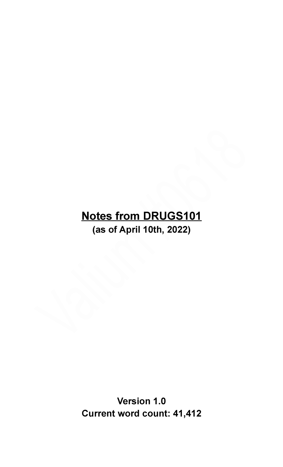 BPS 1101 - Master Note Document - Notes from DRUGS (as of April 10th ...