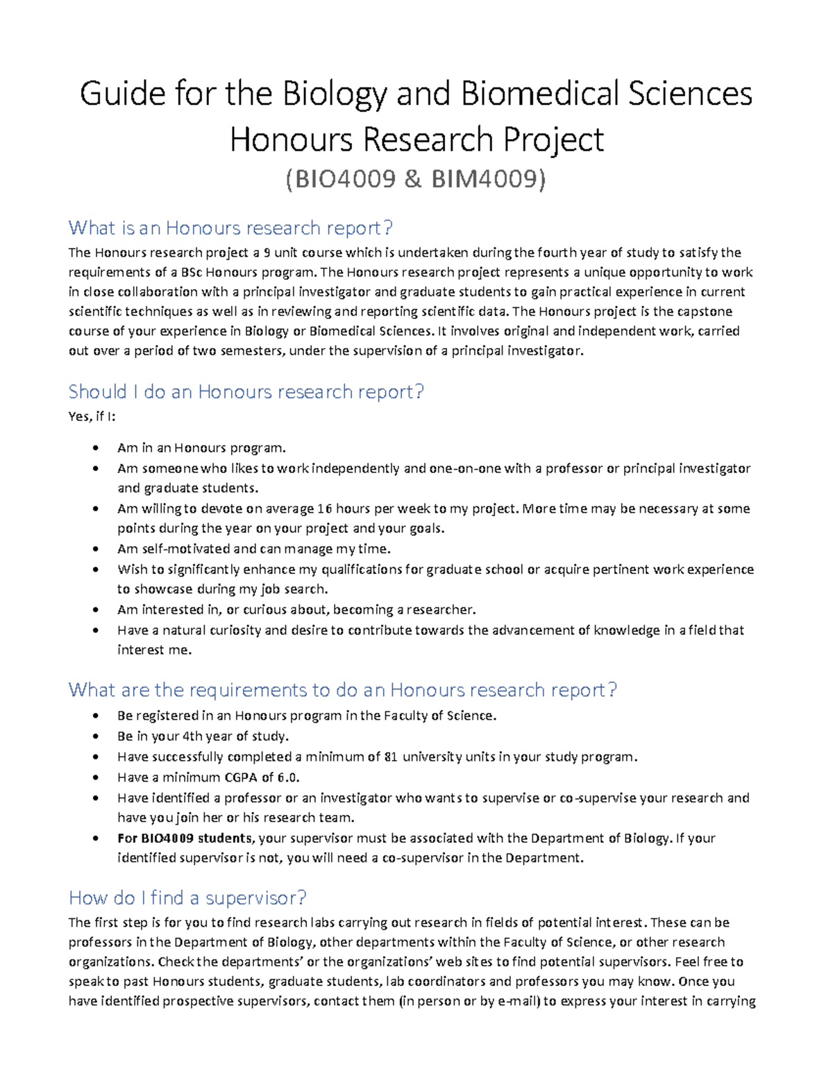 BIM4009 Guide- 2024 - Guide for the Biology and Biomedical Sciences ...