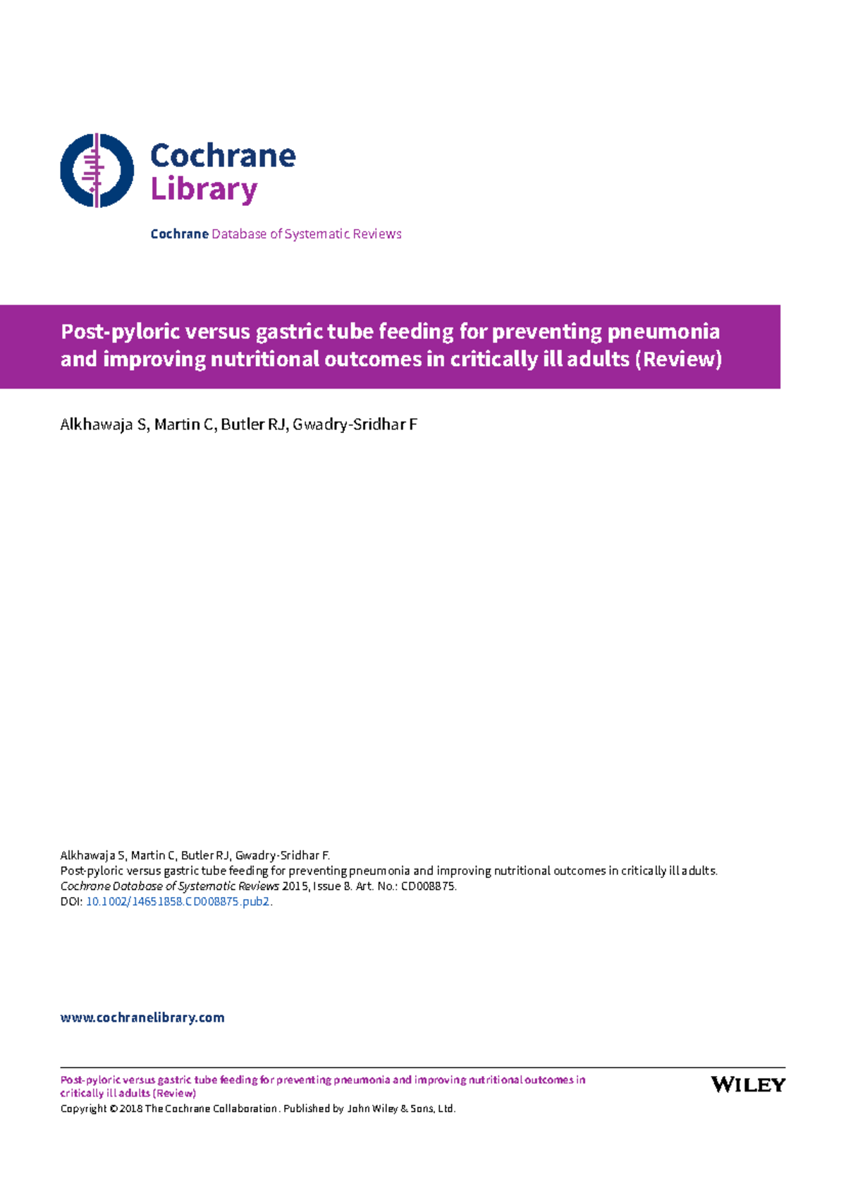 CD008875 - A original - Cochrane Library Cochrane Database of ...