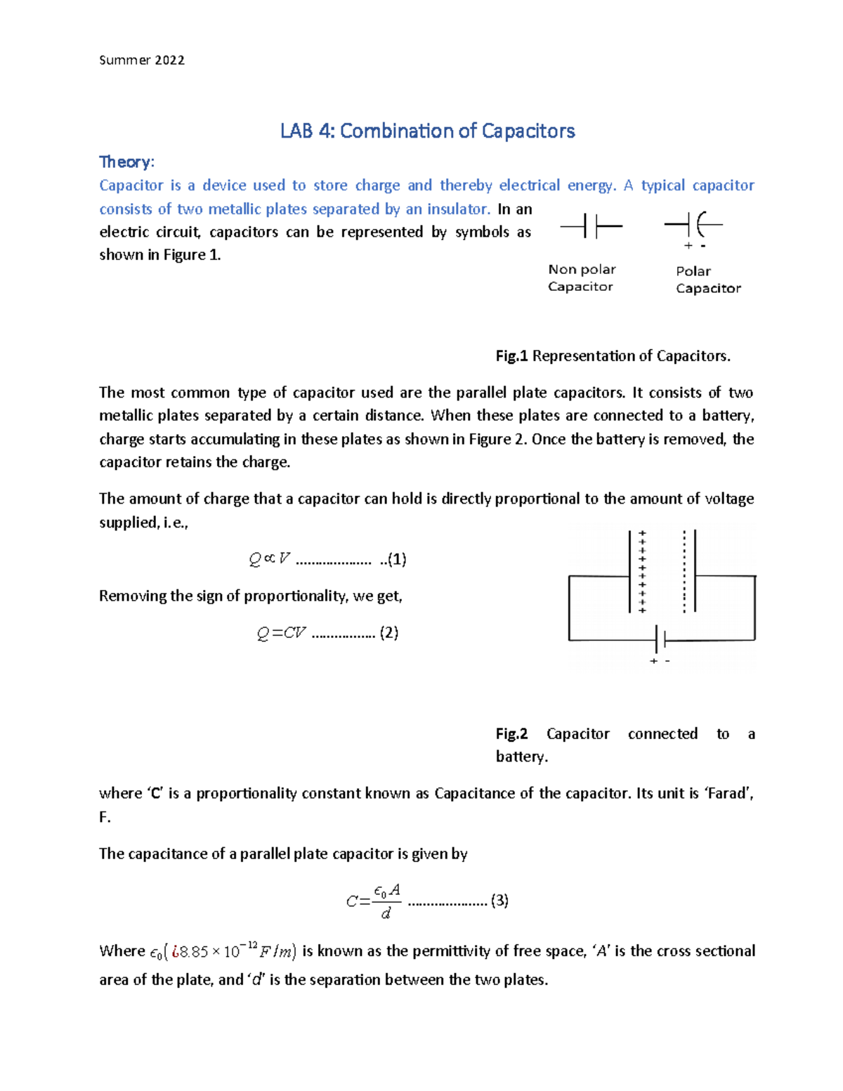 Lab 4–Capacitor Combinations completed - LAB 4: Combination of ...