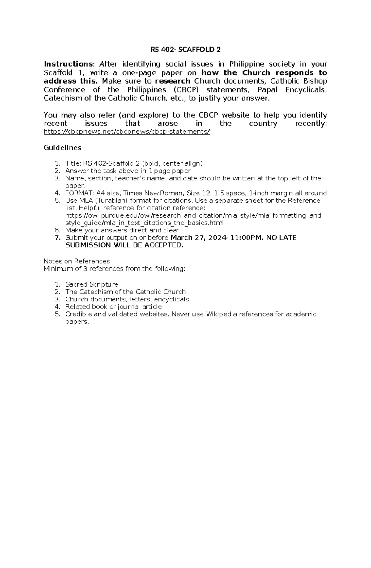 RS 402- Scaffold 2 - NA NA - RS 402- SCAFFOLD 2 Instructions: After ...