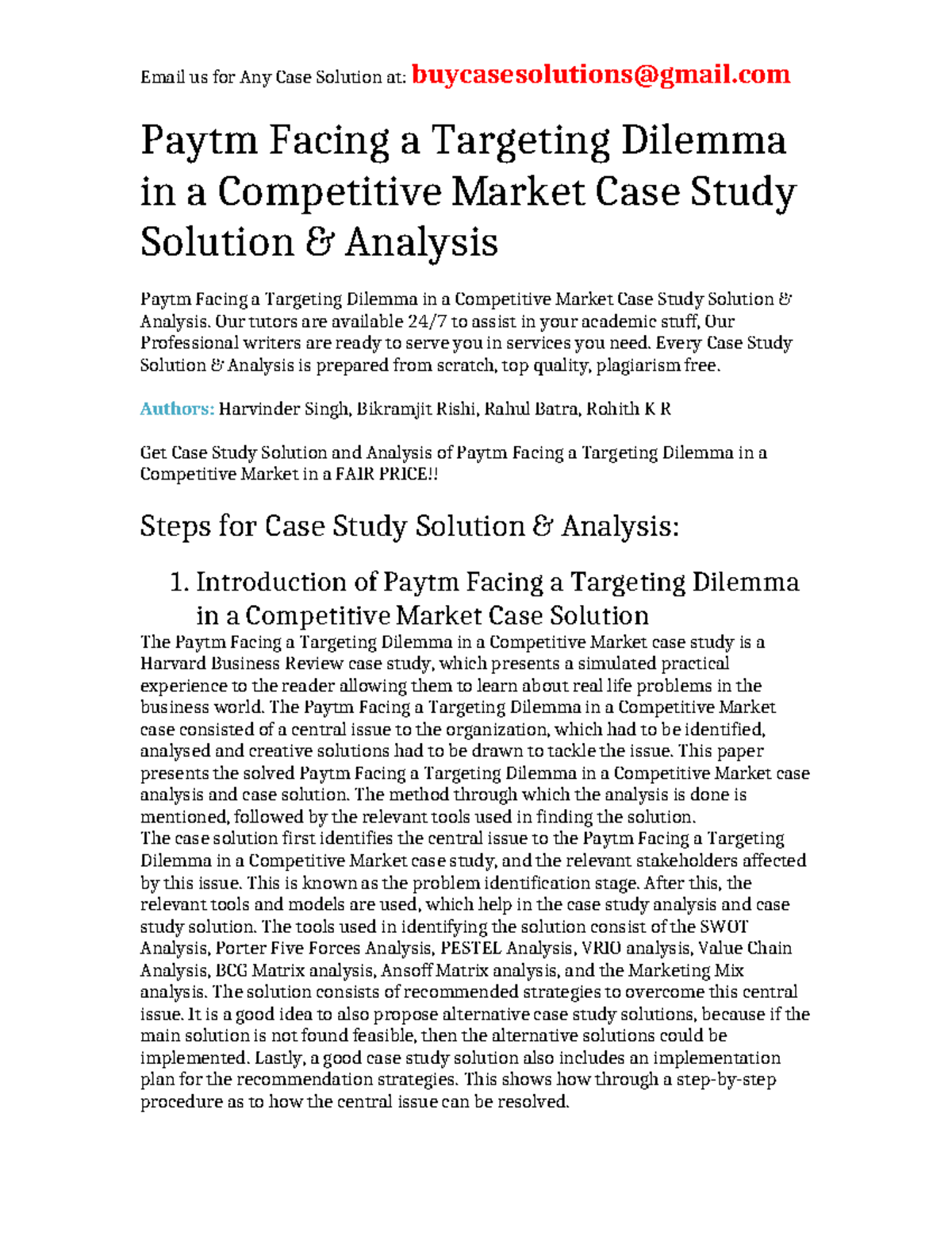 Paytm Facing a Targeting Dilemma in a Competitive Market Case Study ...