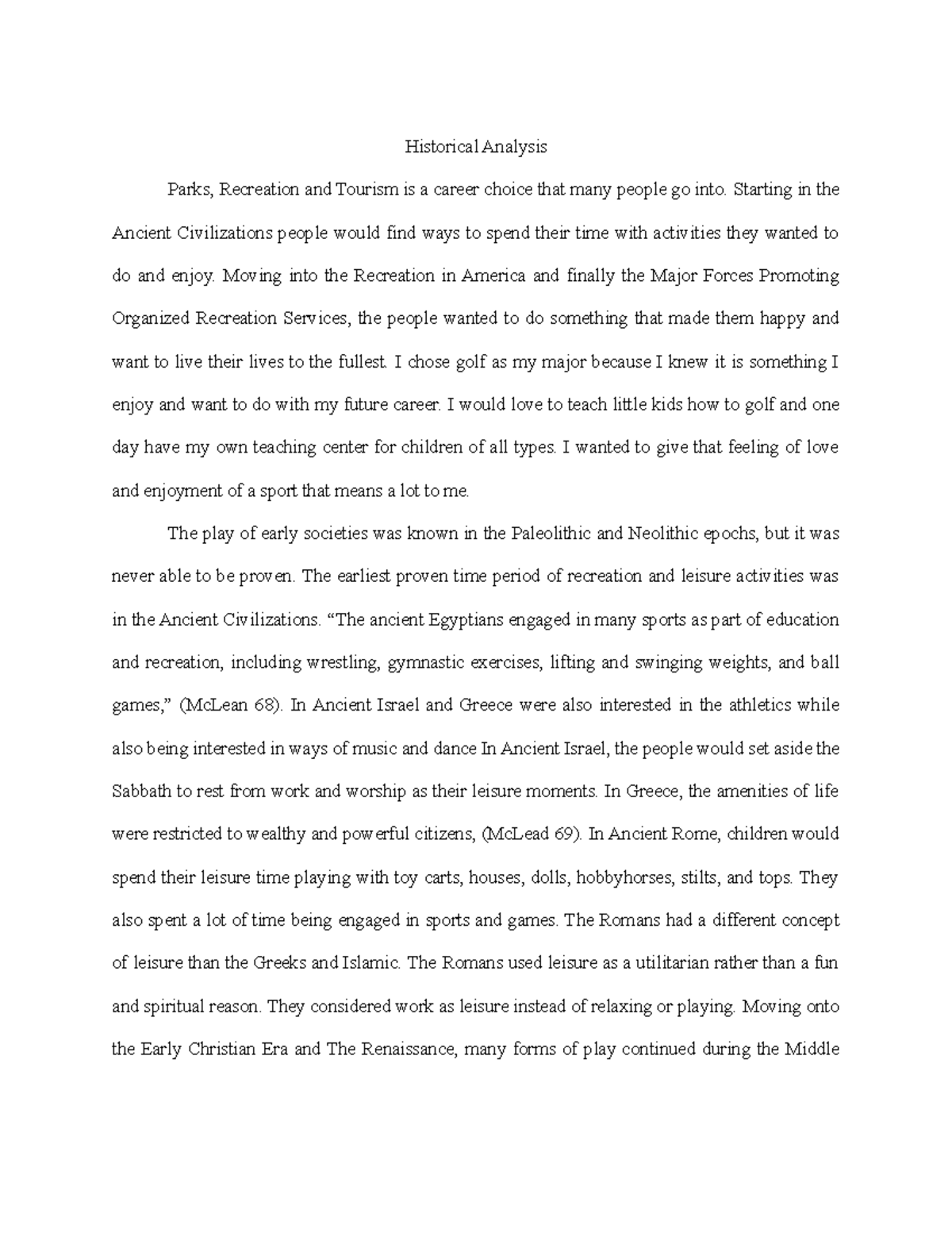 Historical Analysis - Example Practice - Historical Analysis Parks ...