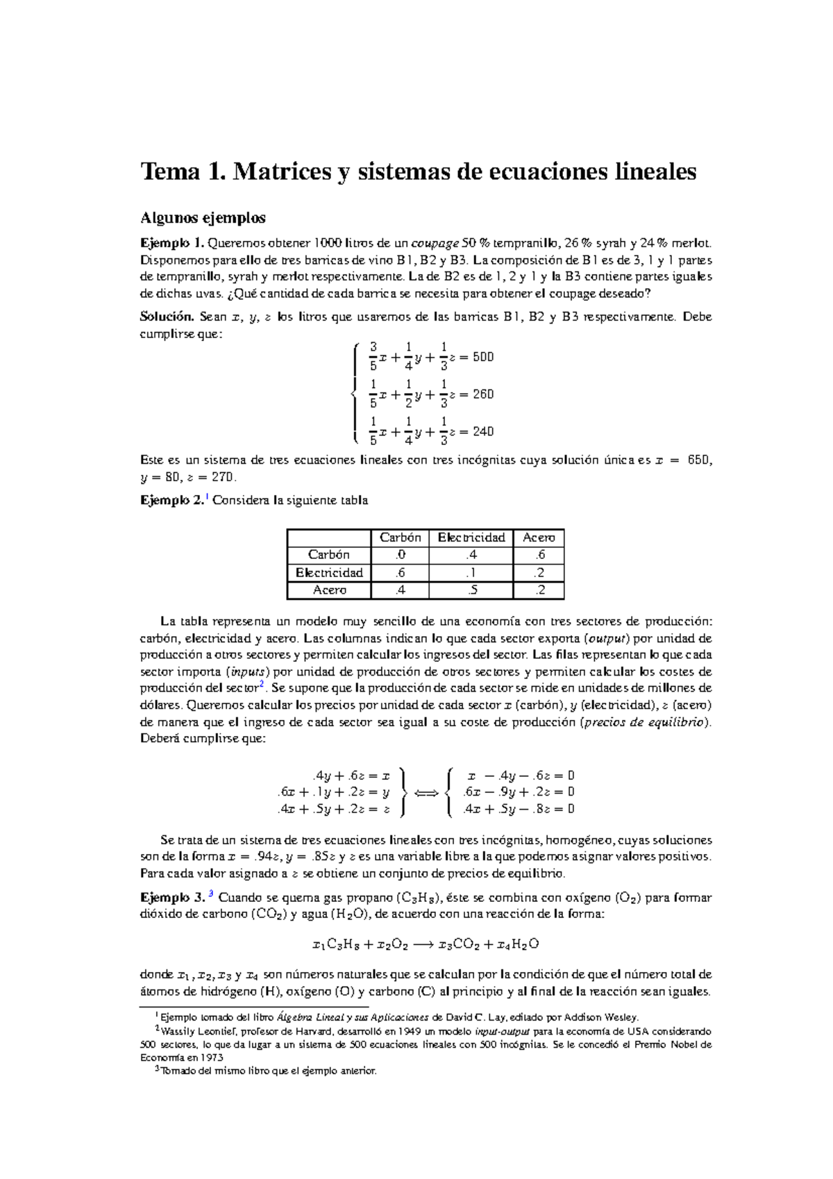 Matrices y sistemas de ecuaciones lineales, peraciones con matrices, el ...