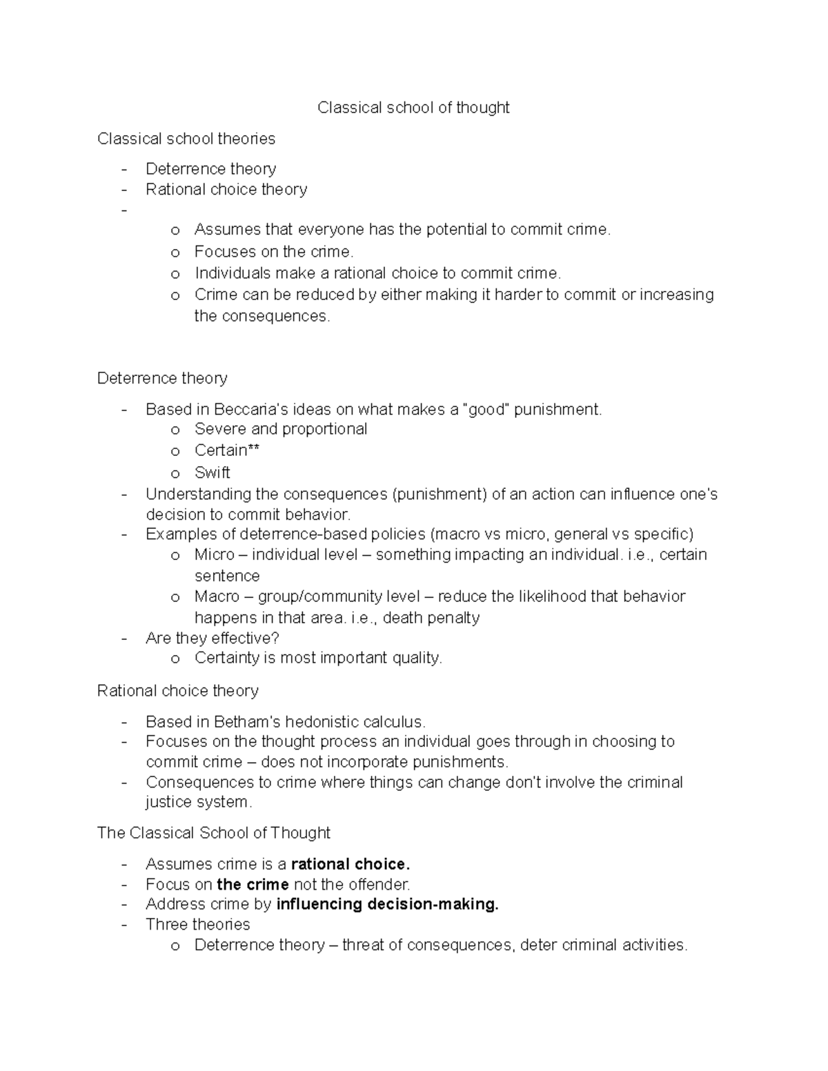 Classical school of thought - Classical school of thought Classical ...