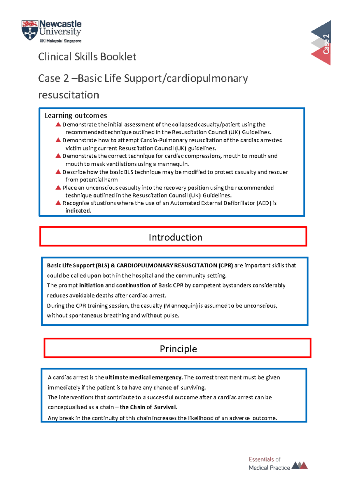 BLS 2020 - practise - Case 2 Clinical Skills Booklet Case 2 –Basic Life ...
