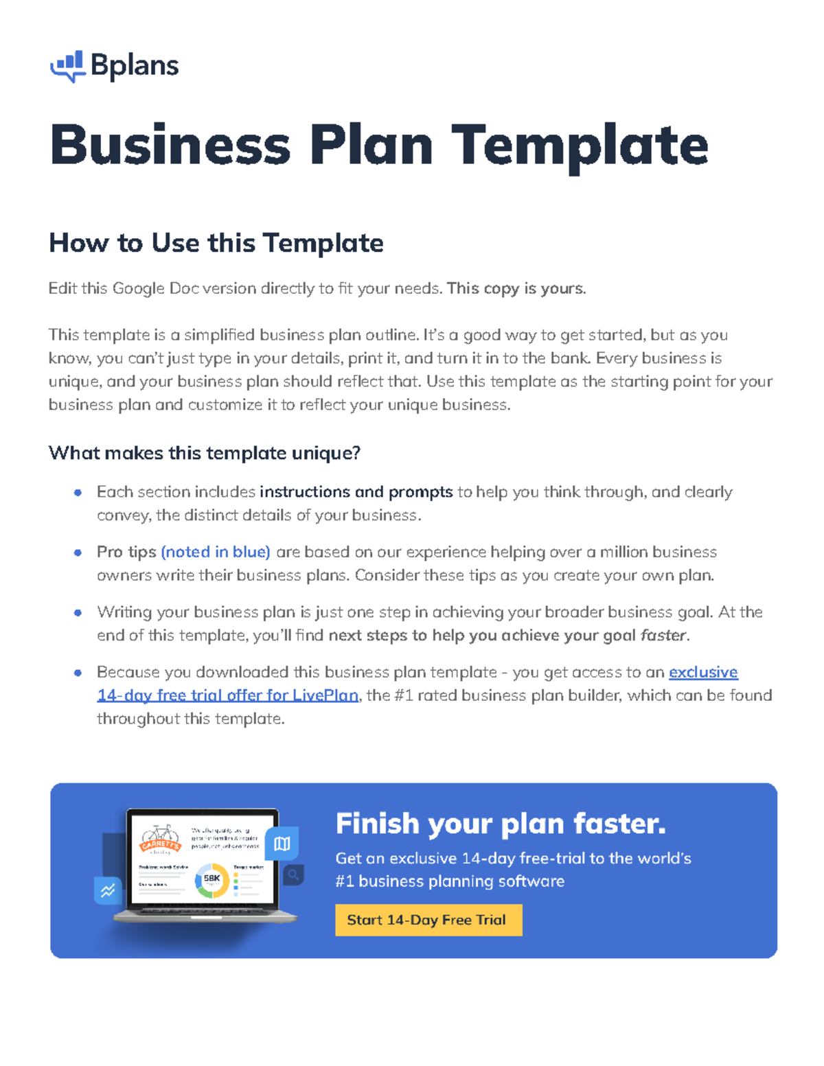 Business+Plan+Template - Business Plan Template How to Use this ...