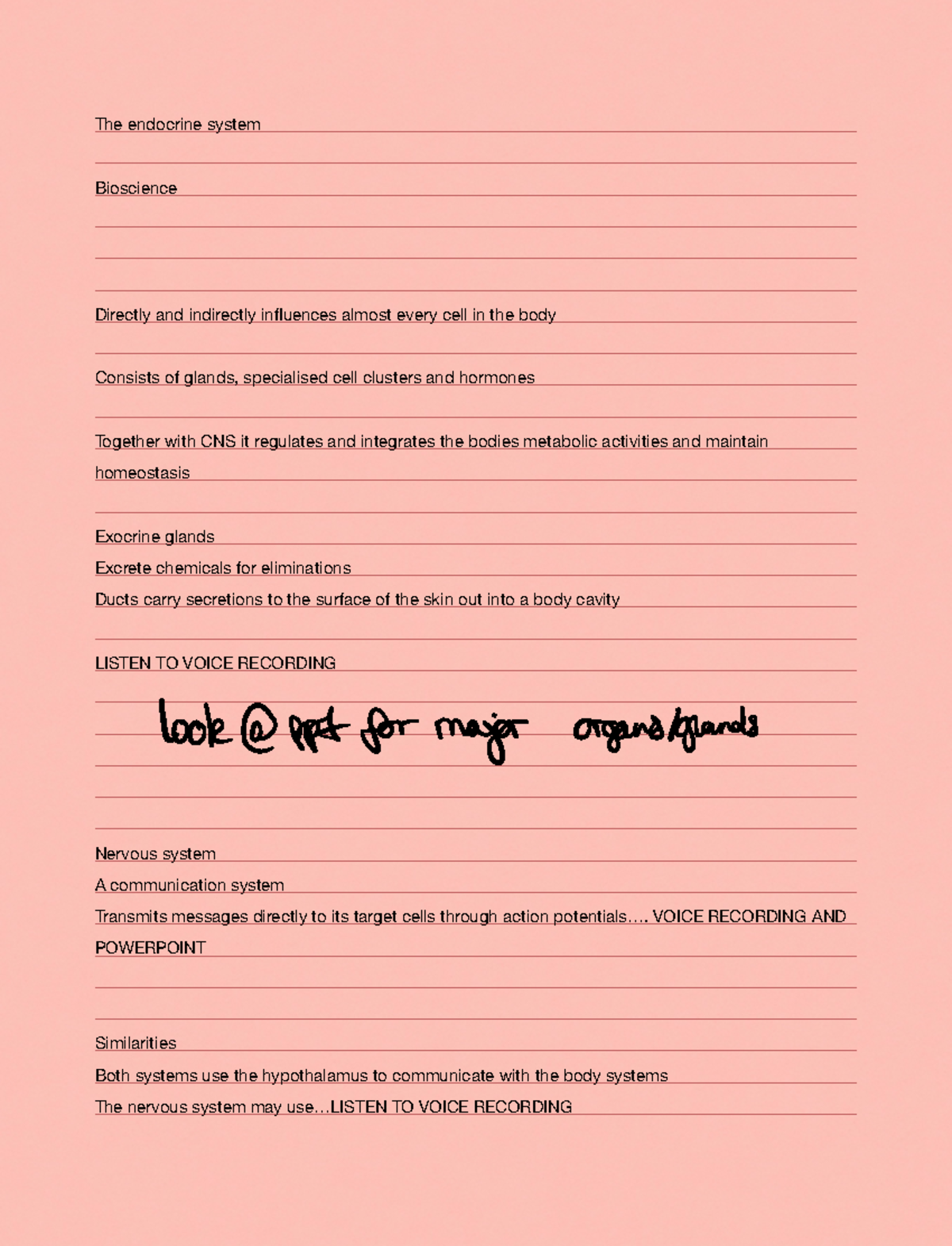 Note 28 Mar - Paramedic science class notes - The endocrine system ...