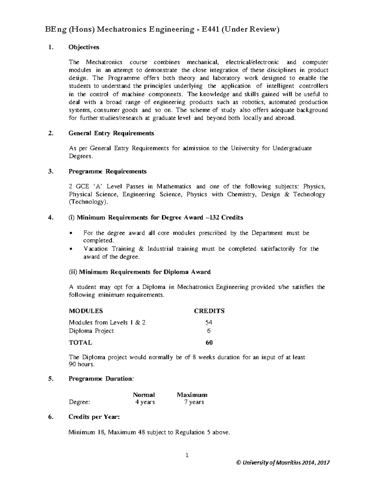 E441- Details - Information about the course - 1 BEng (Hons ...