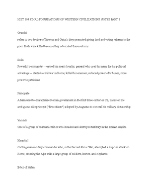 HIST 103 EXAM 2 Notes Foundation OF Western Civilizations - HIST 103 ...