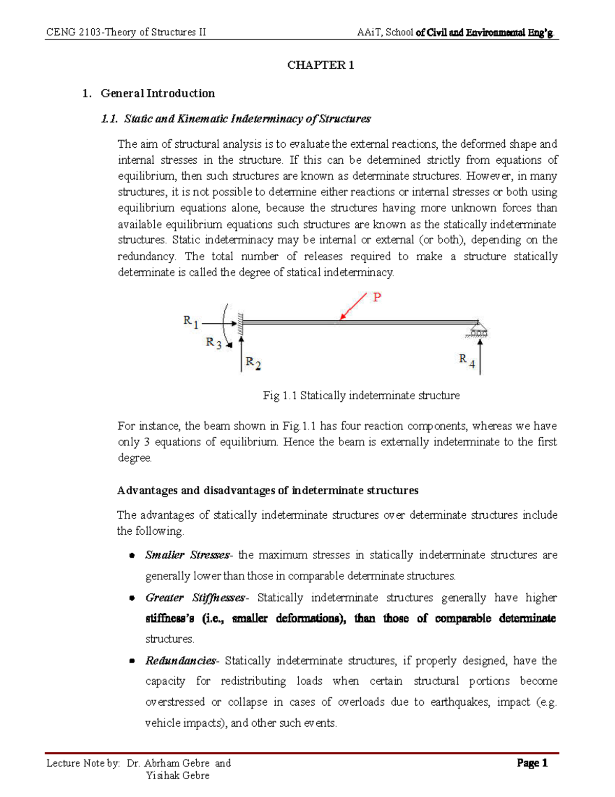 Chapter-1- Lecture - Lecture Note by: Dr. Abrham Gebre and CHAPTER 1 ...