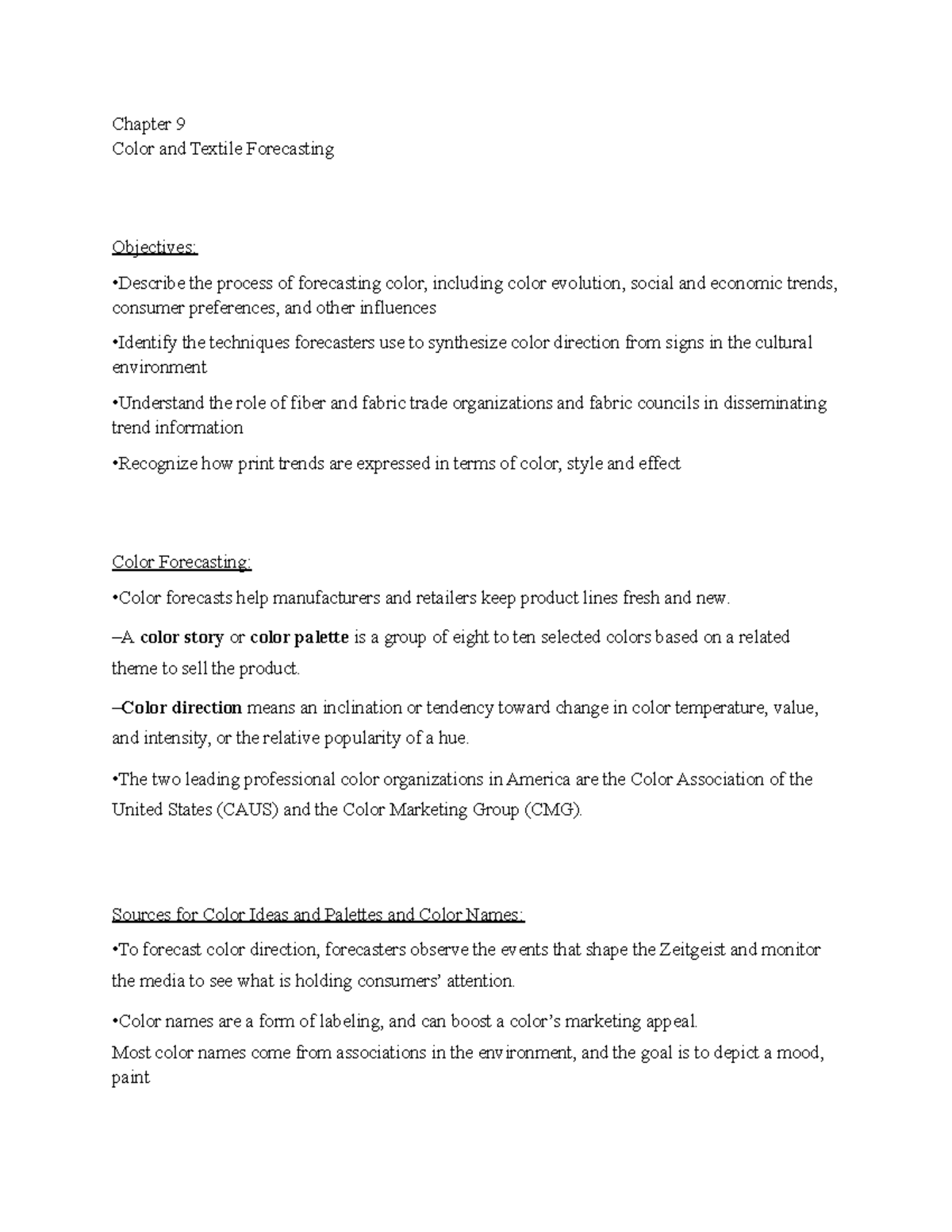 Chapter 9 - Color and Textile Forecasting - Chapter 9 Color and Textile ...