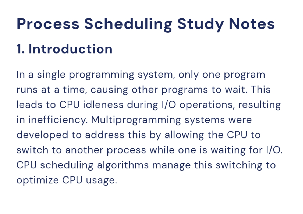 OS Ch-3 - OS chapter 3 notes - Process Scheduling Study Notes 1 ...