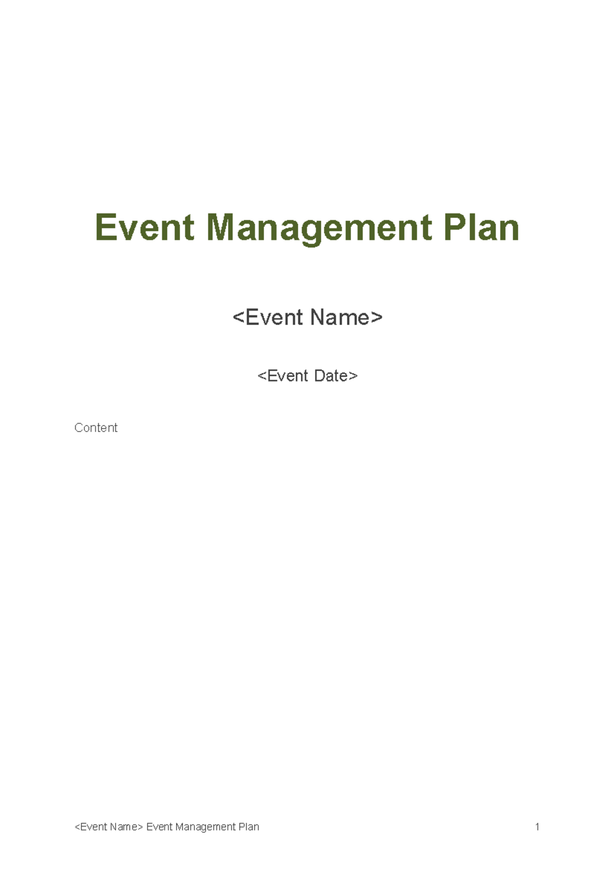 Event-Management-Plan-Template - Event Management Plan Content - Studocu