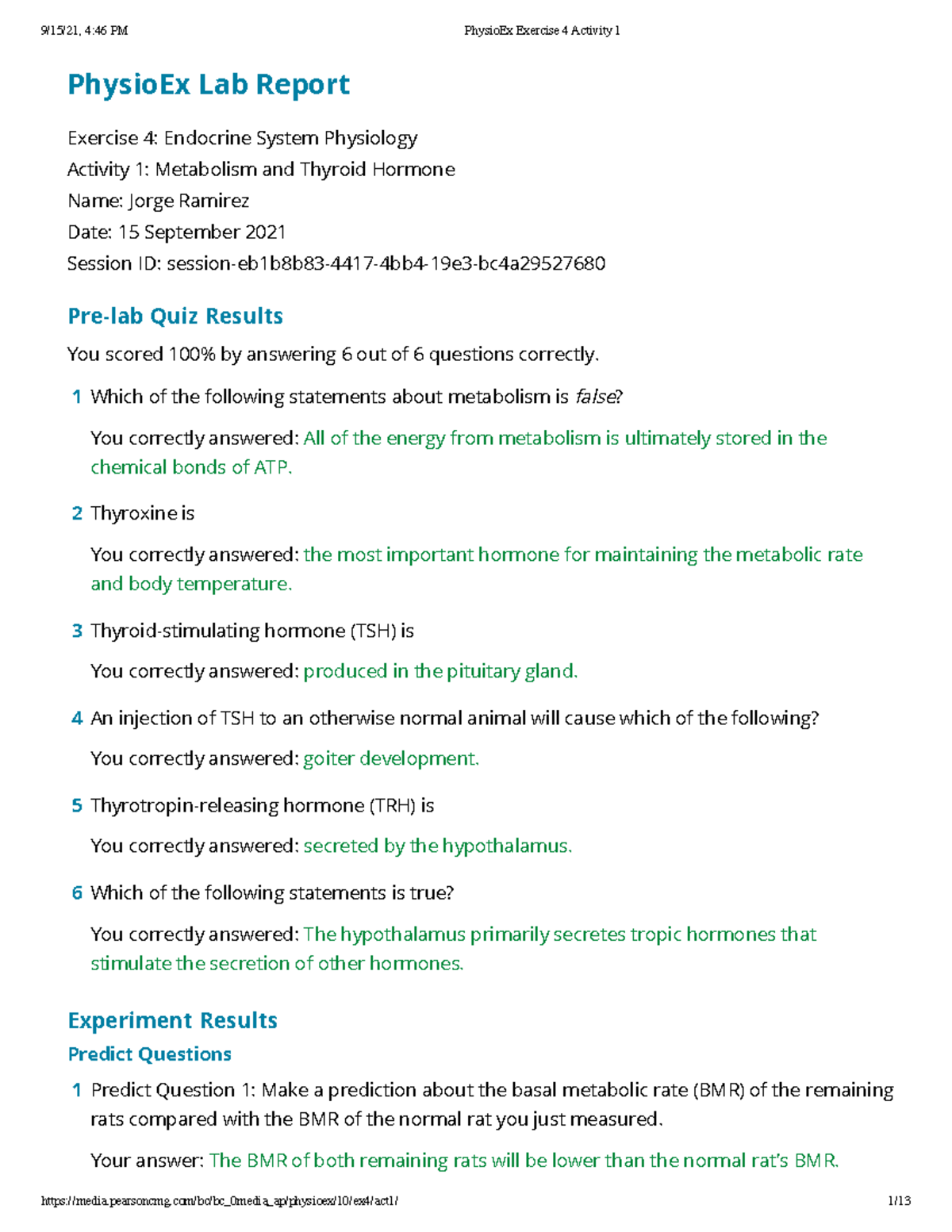 Physio Ex Exercise 4 Activity 1 - PhysioEx Lab Report Exercise 4 ...