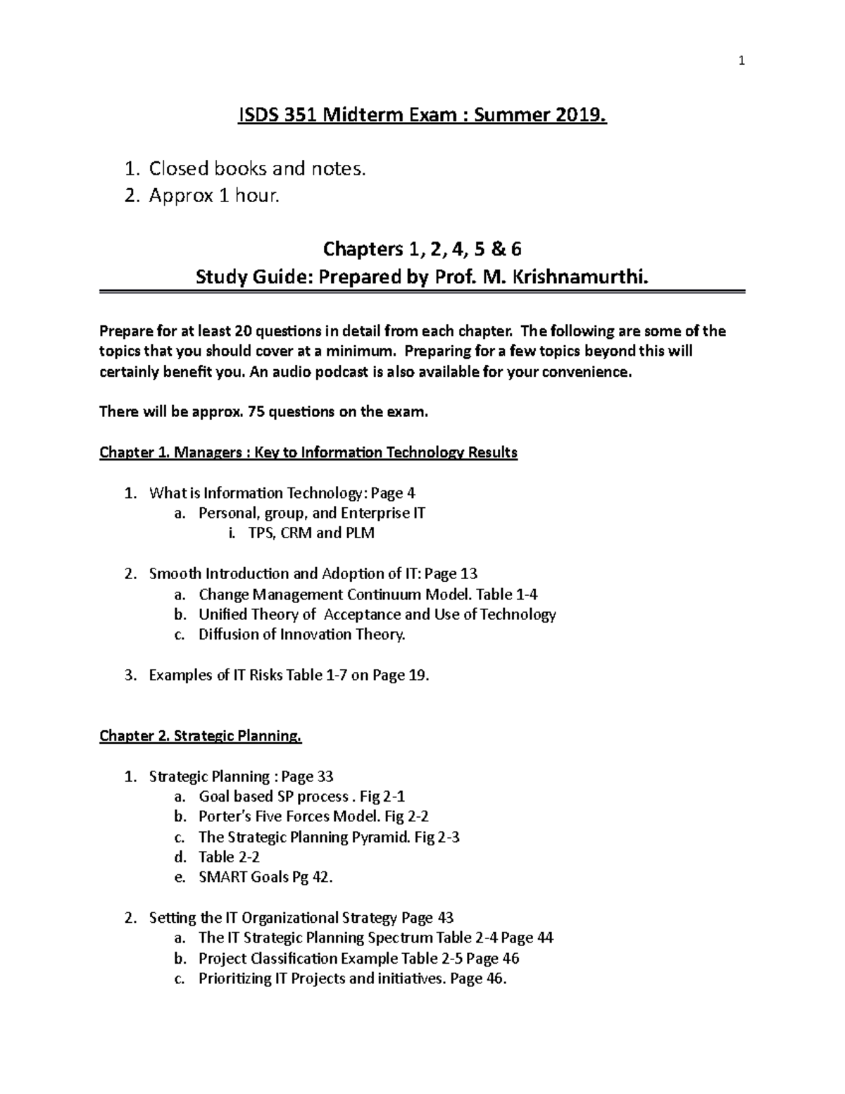 ISDS 351 Mid term Guide - Isds 351 midterm guildline - 1 ISDS 351 Midterm Exam : Summer 2019. 1 ...