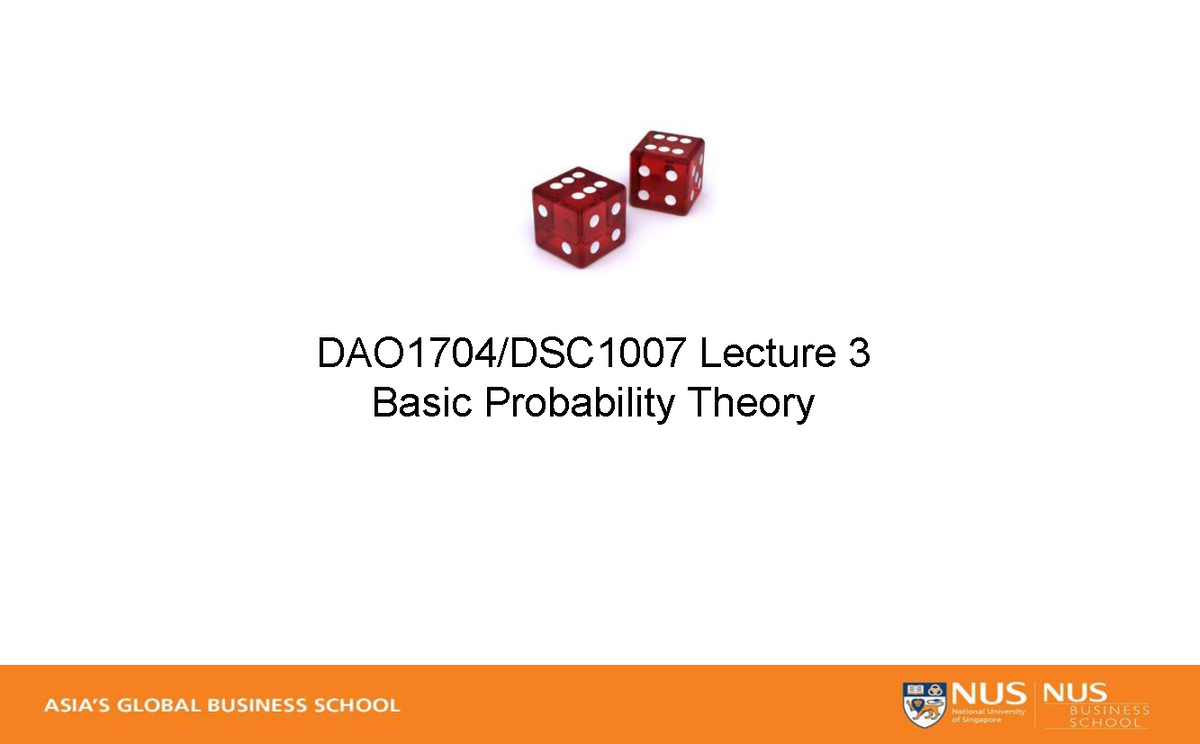 Basic Probability Concepts - Lecture Notes for DAO1704 - DAO1704 ...