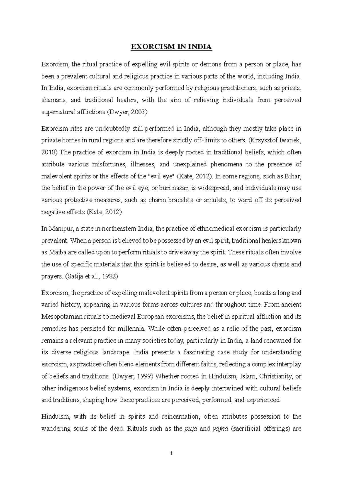 Exorcism in India - EXORCISM IN INDIA Exorcism, the ritual practice of ...