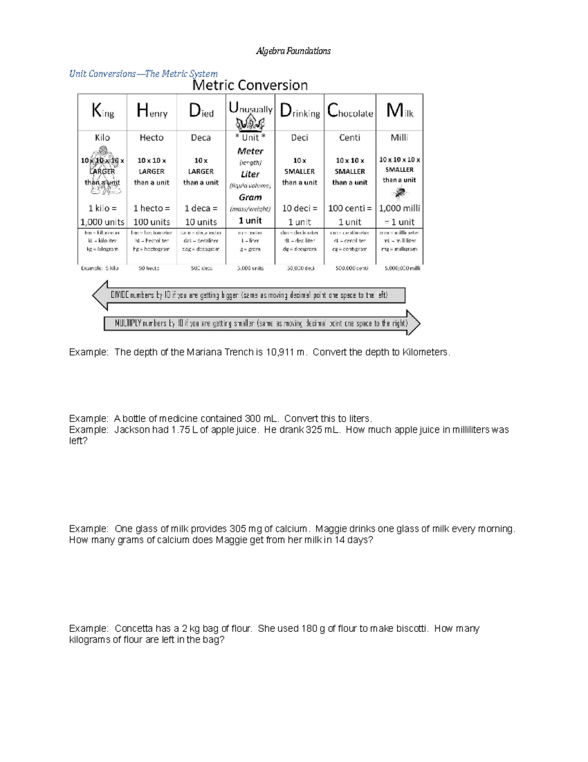 Lecture Video 4—Conversions - Algebra Foundations Unit Conversions—The ...