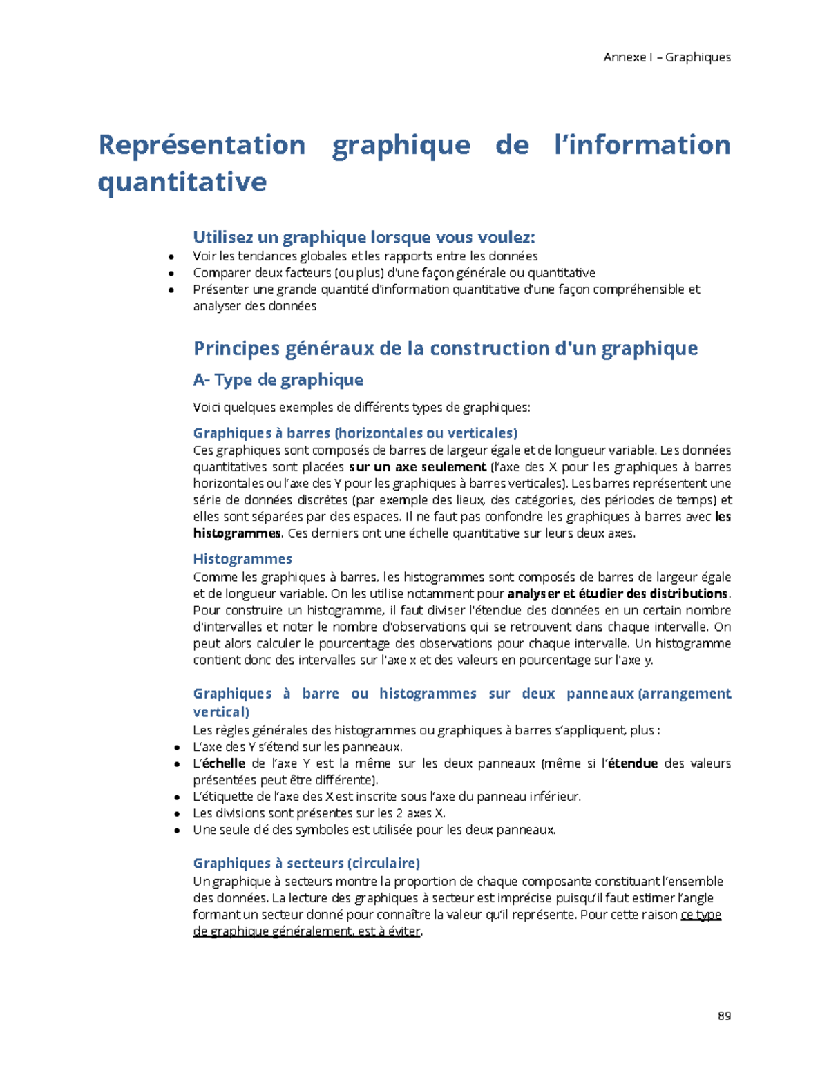 comment faire un graphique - Annexe I – Graphiques Représentation ...