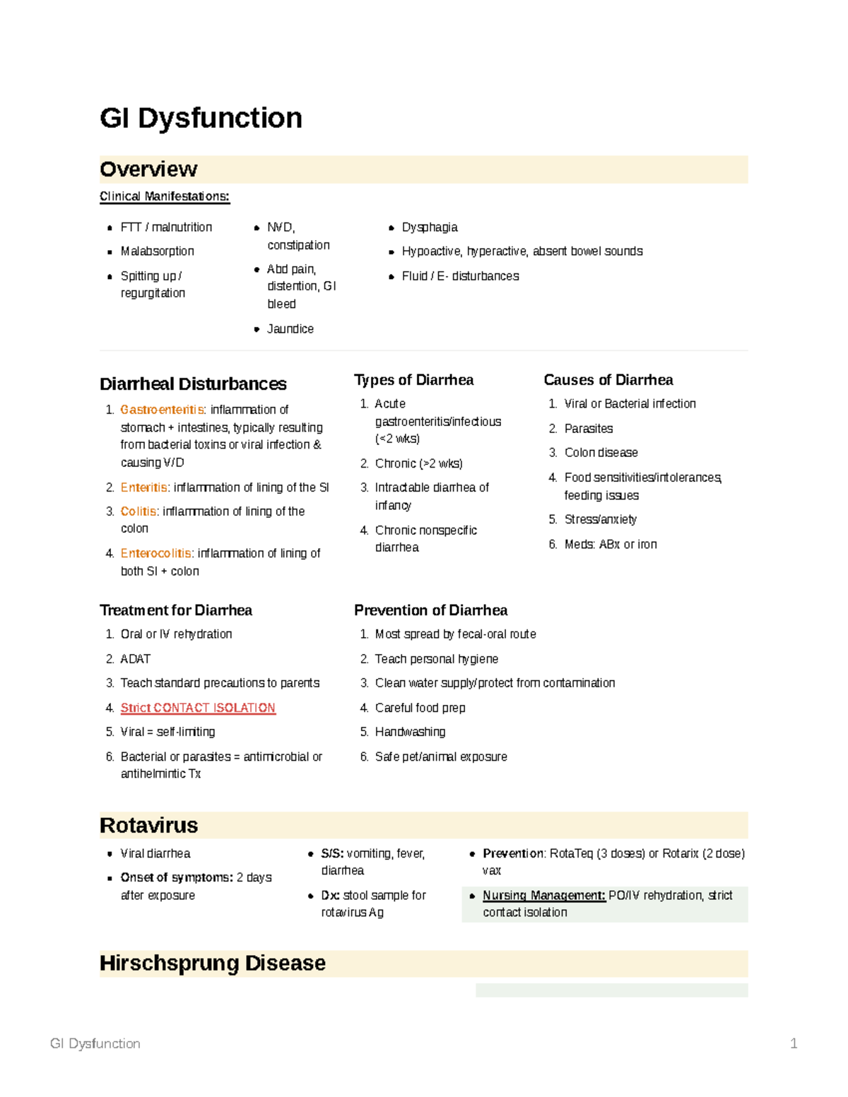 GI Dysfunction - Notes - GI Dysfunction Overview Clinical ...