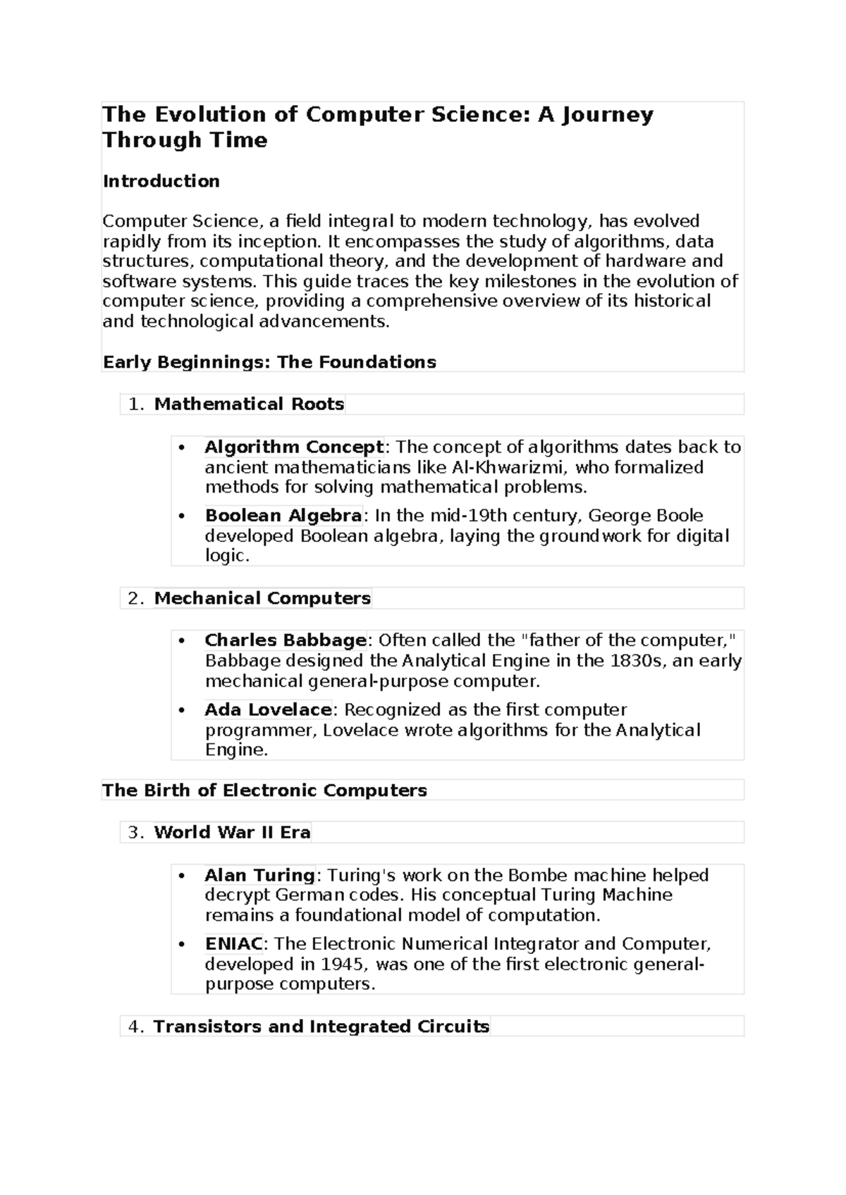 Computer Science Evolution - The Evolution of Computer Science: A ...