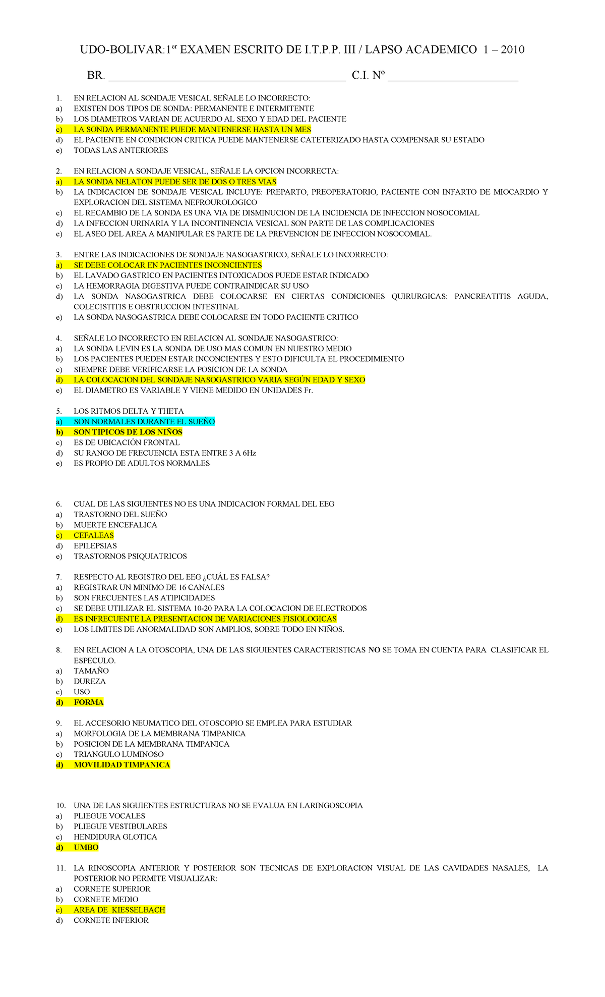 Modelo del I Parcial - Itpp 3 - UDO-BOLIVAR:1er EXAMEN ESCRITO DE I.T.P ...