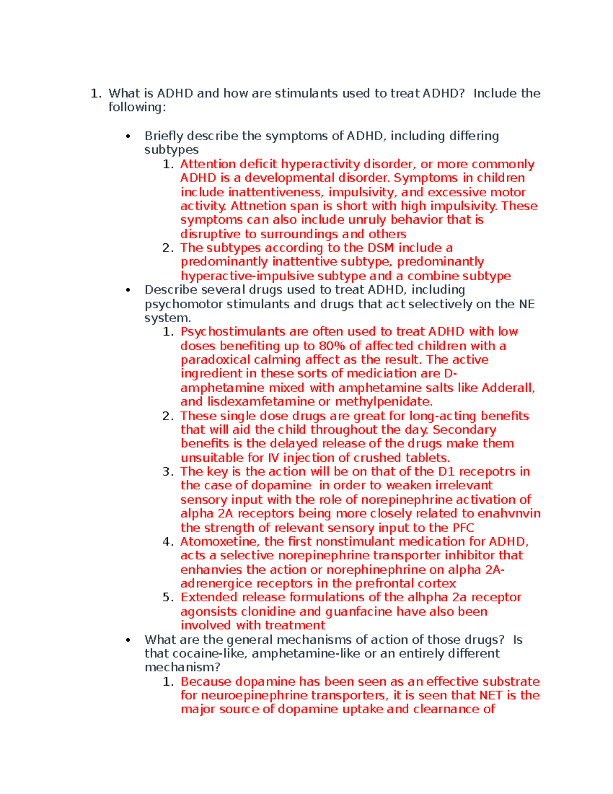 ADHD homework - notes - What is ADHD and how are stimulants used to ...