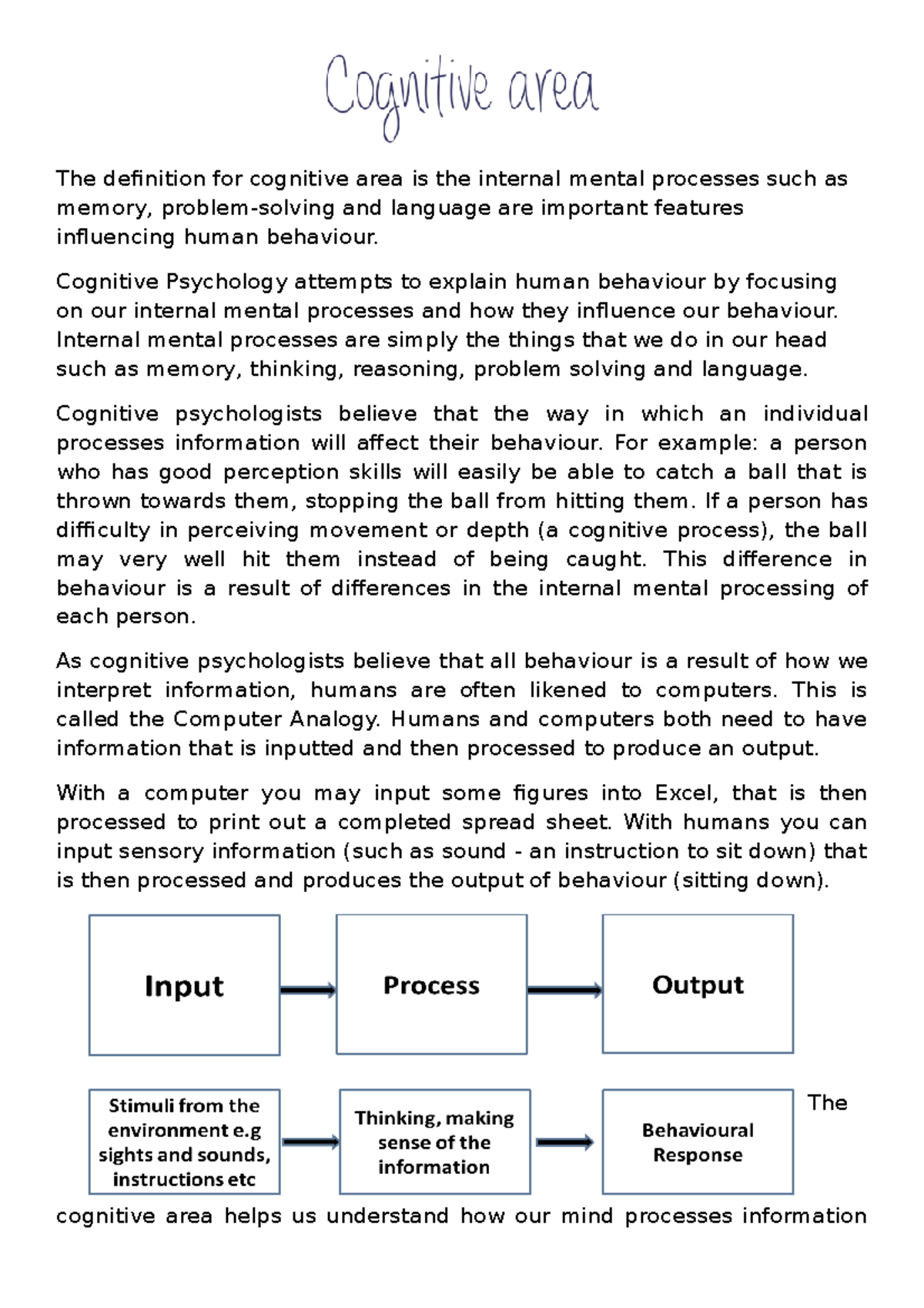 Congitive area - to understand cognitive area - The definition for ...
