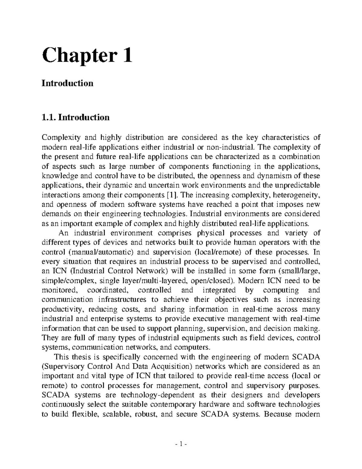 Agent-based SCADA Systems - Chapter 1 Introduction 1. Introduction Complexity and highly - Studocu