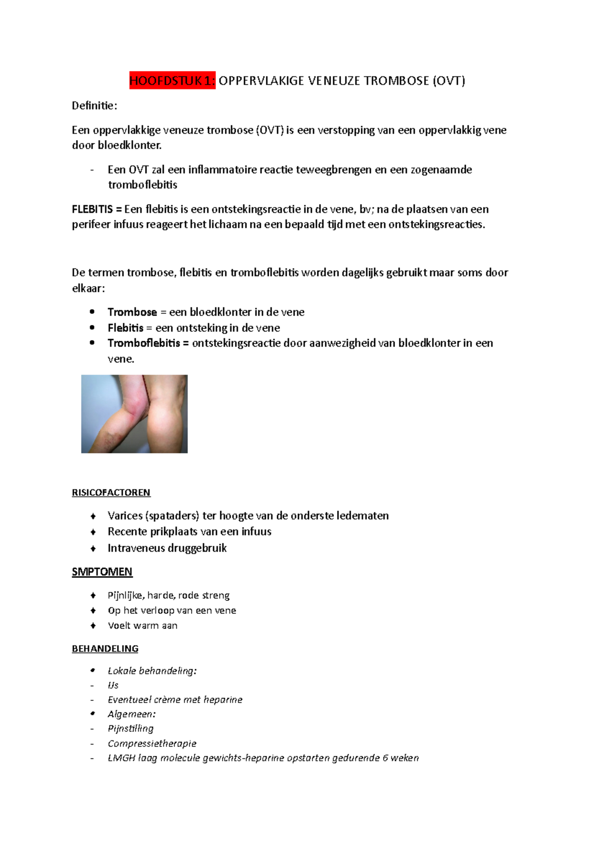 Samenvatting OVT,DVT,CVA - HOOFDSTUK 1: OPPERVLAKIGE VENEUZE TROMBOSE ...