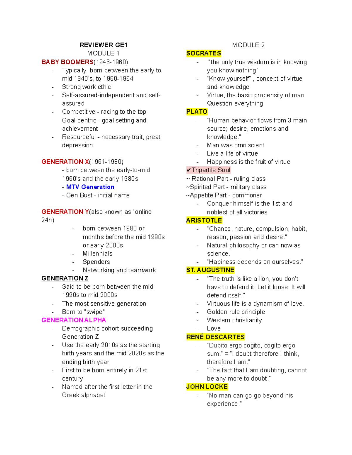 Reviewer GE1 - Summarization of General Education 3 - REVIEWER GE ...