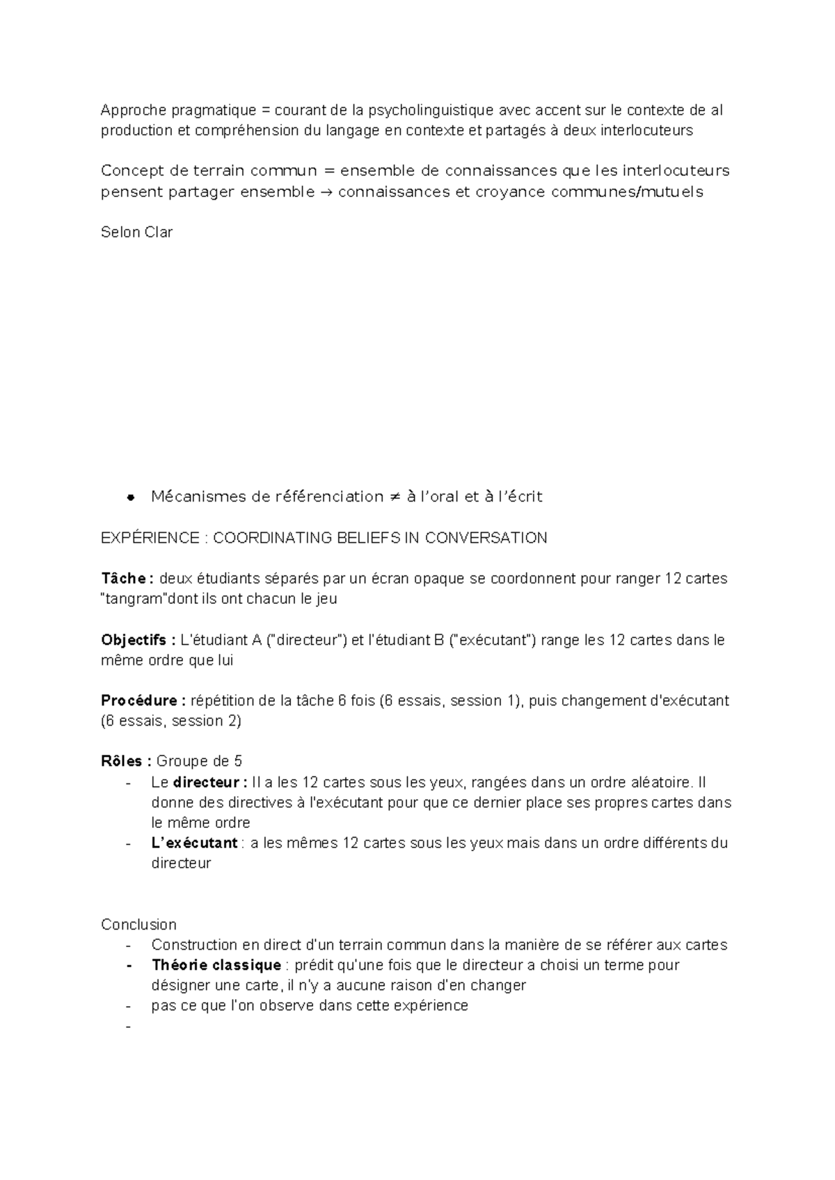 H.Clark et le terrain commun - Approche pragmatique = courant de la ...
