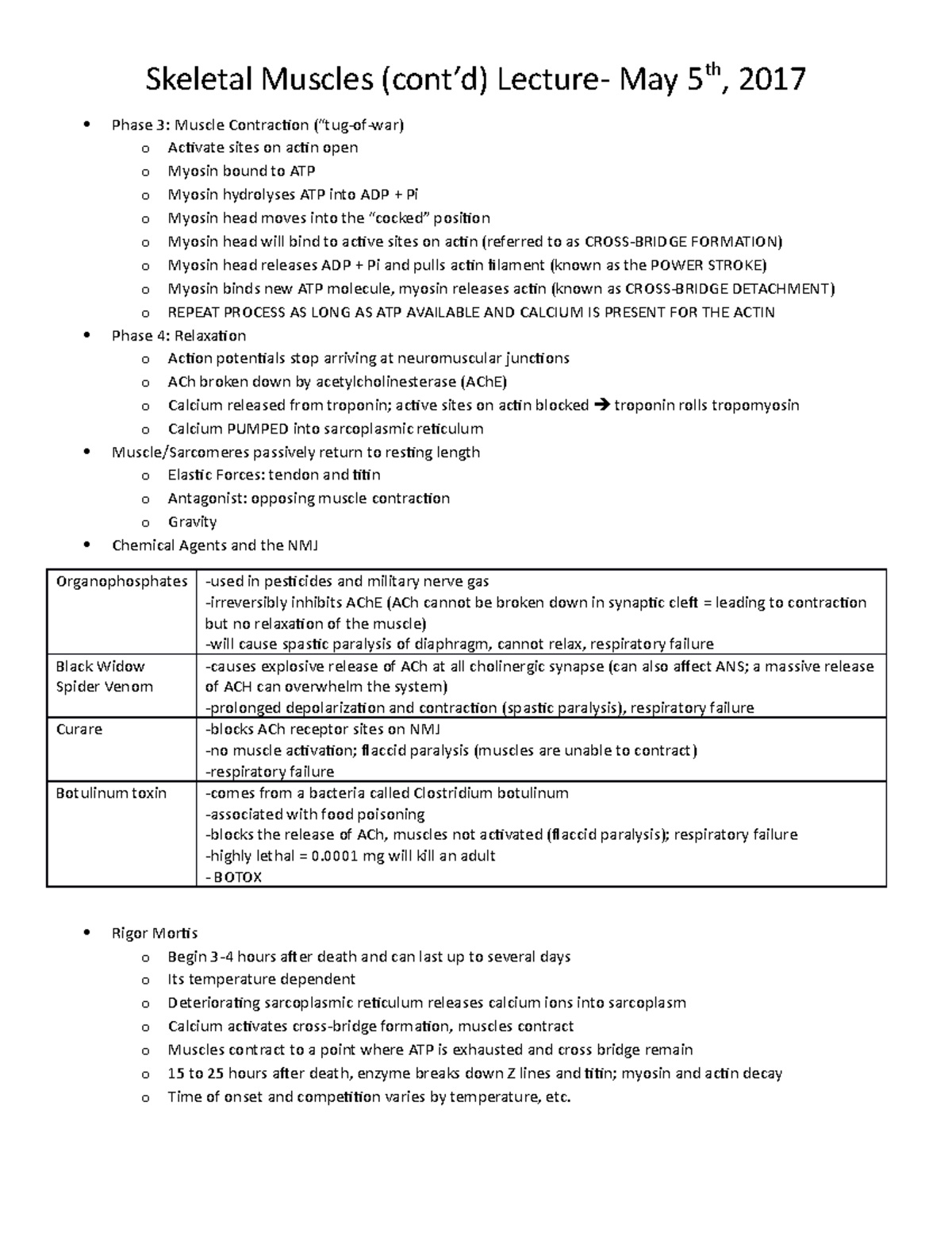 Skeletal Muscles Lecture May 5th - Skeletal Muscles (cont’d) Lecture ...