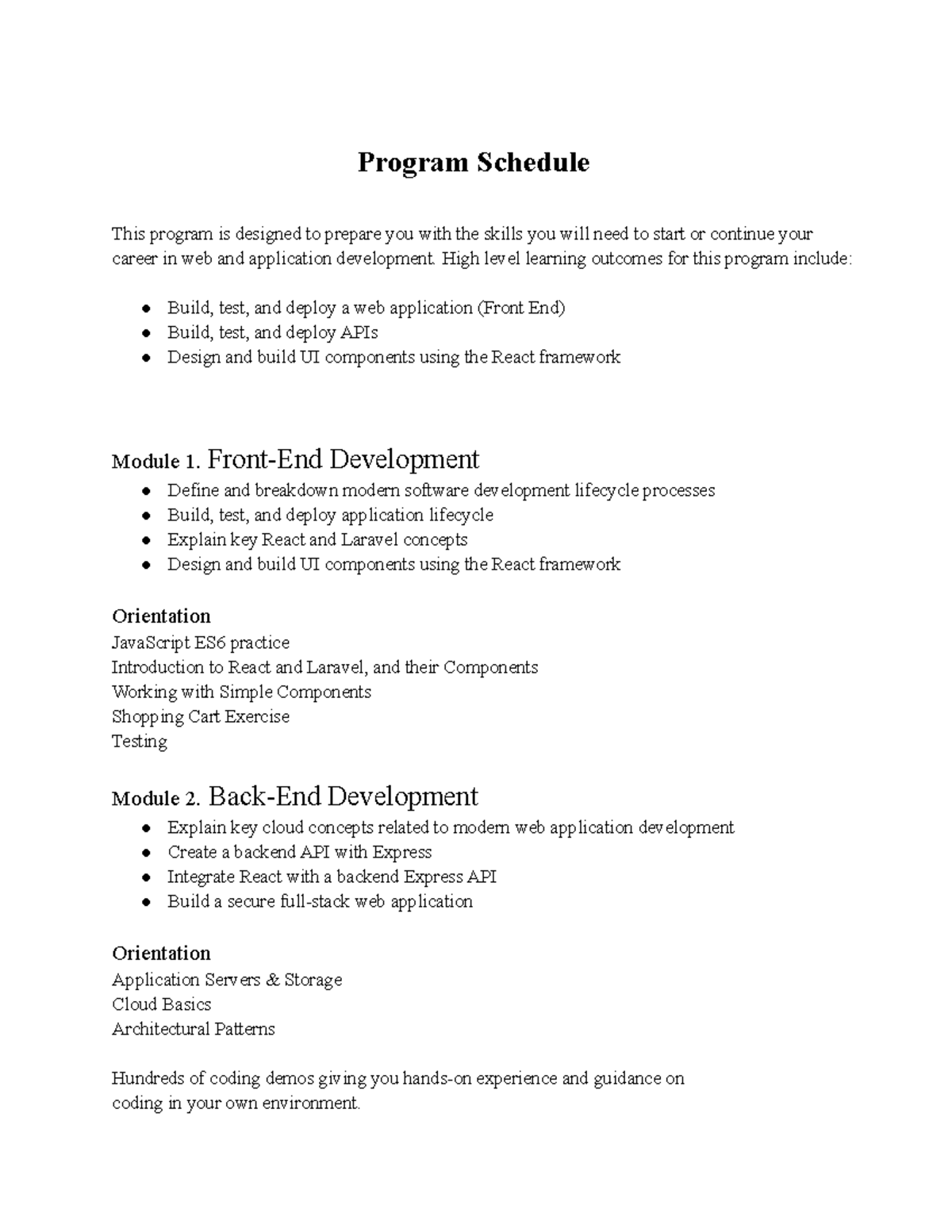 Program Schedule - Copy - Program Schedule This program is designed to ...