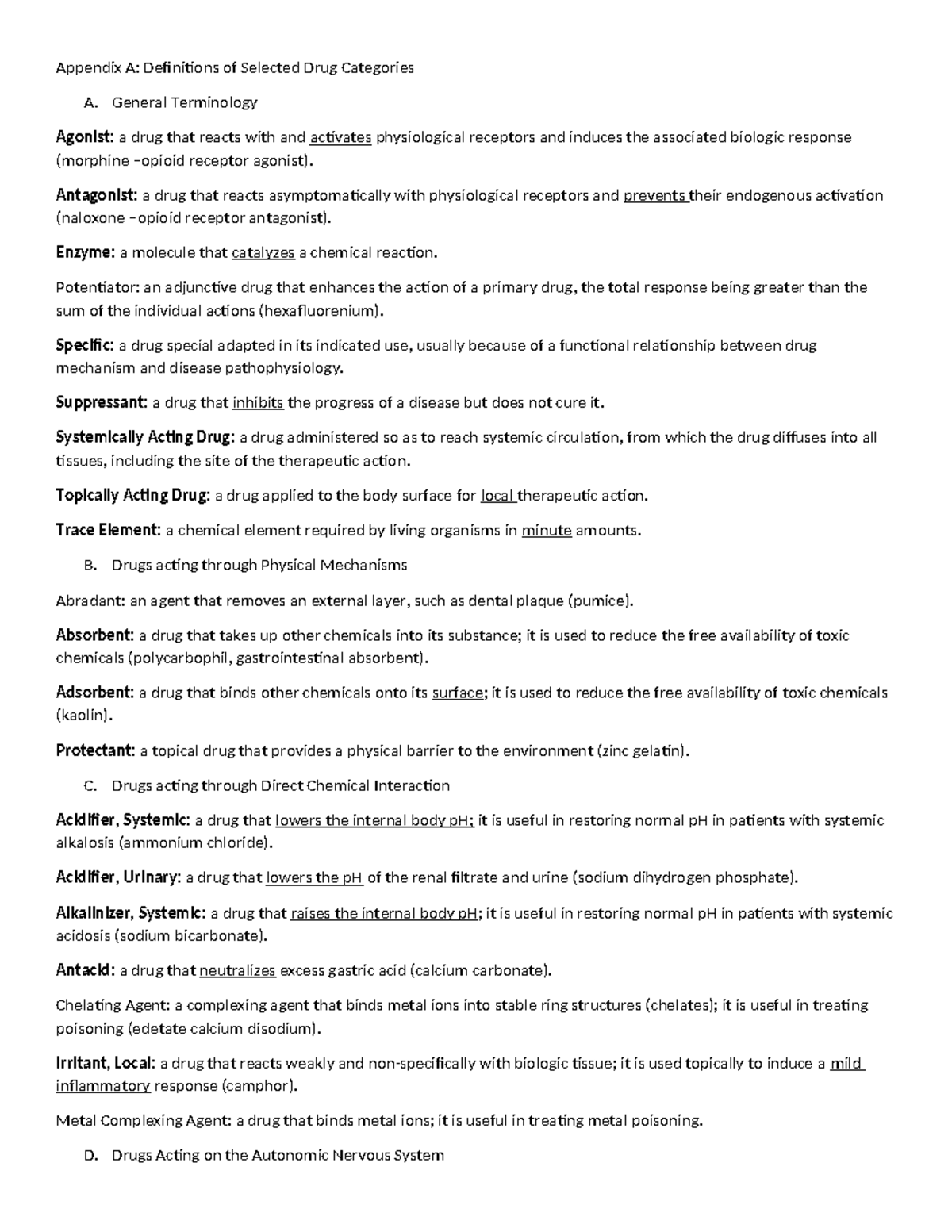 Appendix-A - lecture notes - Appendix A: Definitions of Selected Drug ...