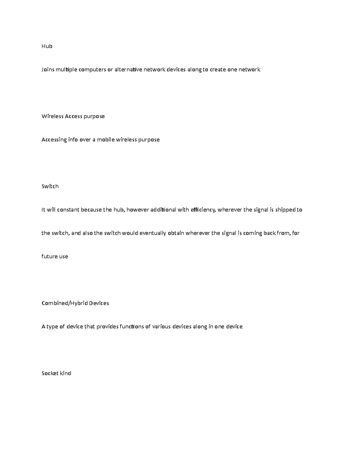 Fundmanetals Of IT Unit 5 -P2 - Hub Joins multiple computers or ...