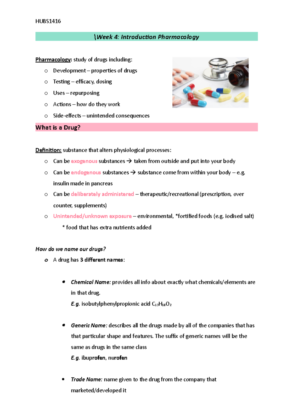 L4 Pharmacology - \Week 4: Introduction Pharmacology Pharmacology ...