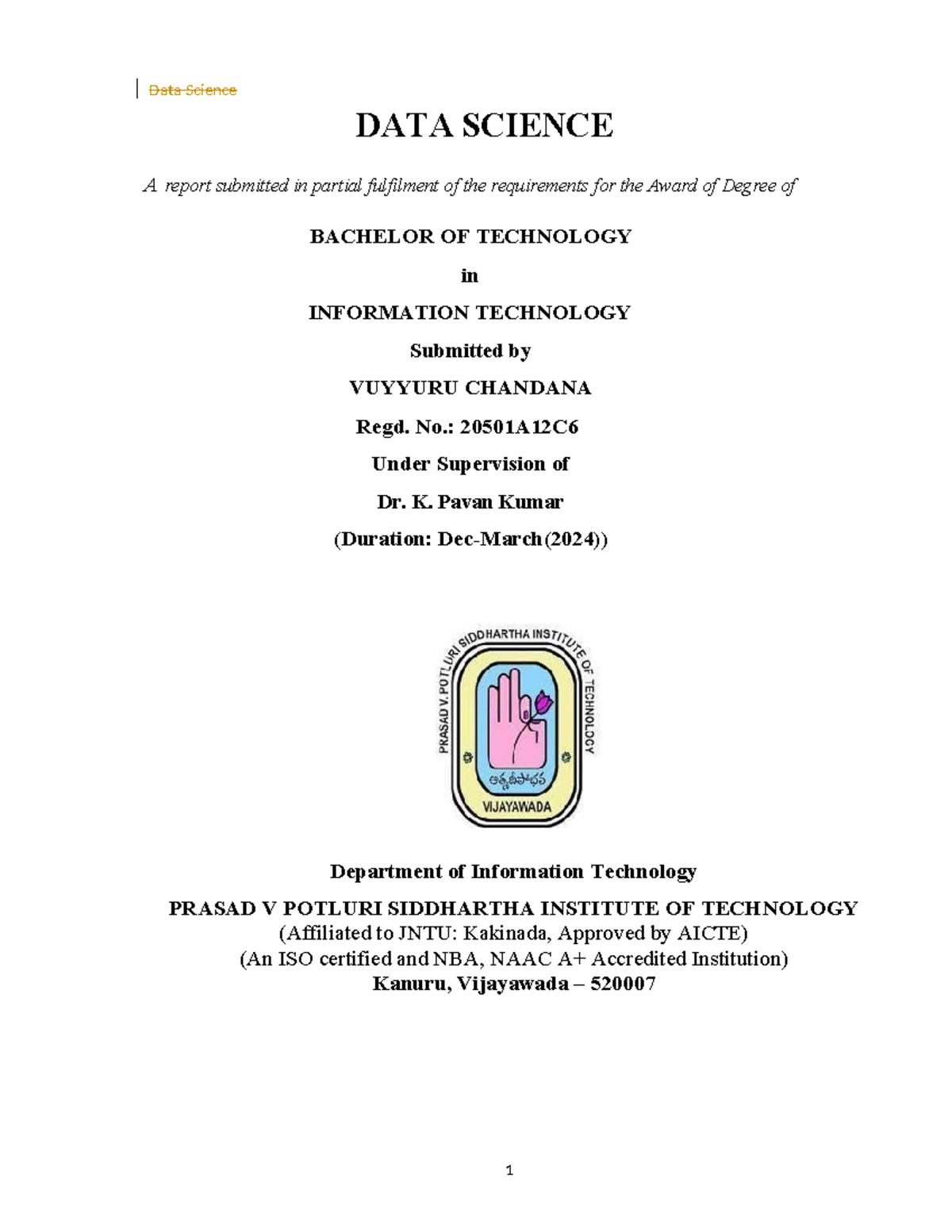 SANA Intern 4TH YR - DATA SCIENCE A report submitted in partial ...