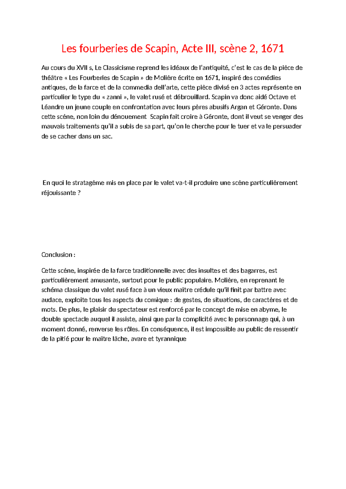 Les Fourberies de Scapin, acte III, scène 2, fiche - Les fourberies de ...