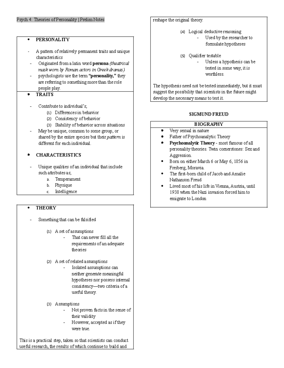 TOP Sigmund Freud and Alfred Adler - Psych 4: Theories of Personality ...