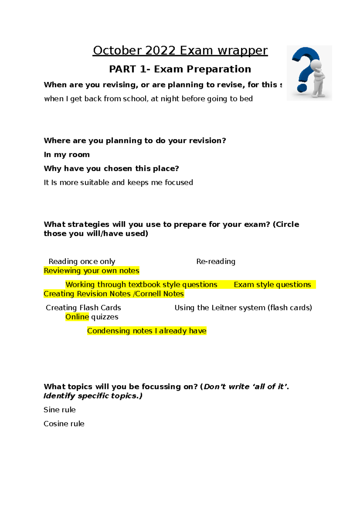 Exam wrapper - 65ryy66u - October 2022 Exam wrapper PART 1- Exam ...