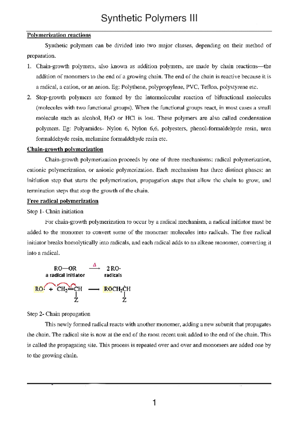 3. Synthetic polymers-III - BSc Chemistry - Studocu